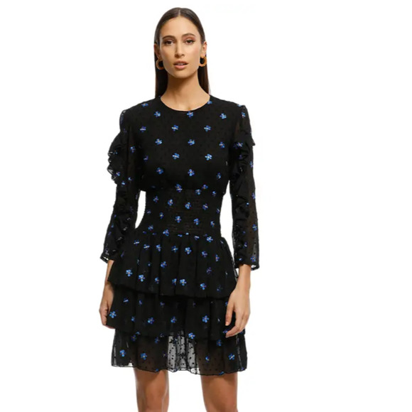 Maje | Dresses | Maje Rocko Dress Floral Embroidered Swiss Dot Sheer ...